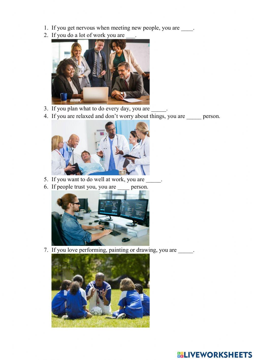 Personality traits free worksheet | Live Worksheets