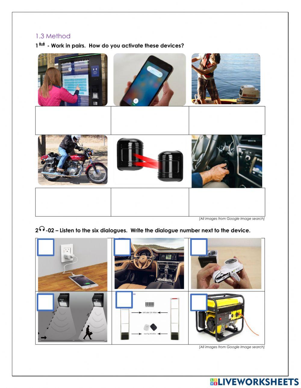 Technical English 2 Unit 1.3 Activating Devices worksheet | Live Worksheets