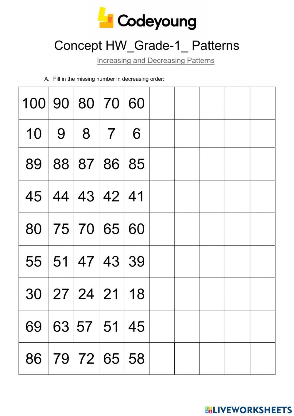 Concept HW | Live Worksheets
