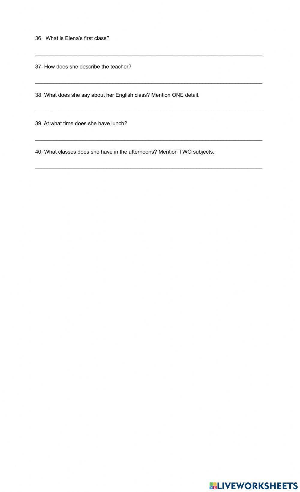 Test online exercise for 11 | Live Worksheets