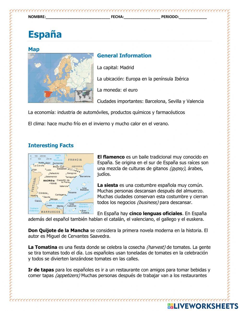 España 0434 | Yadira Jimenez | Live Worksheets