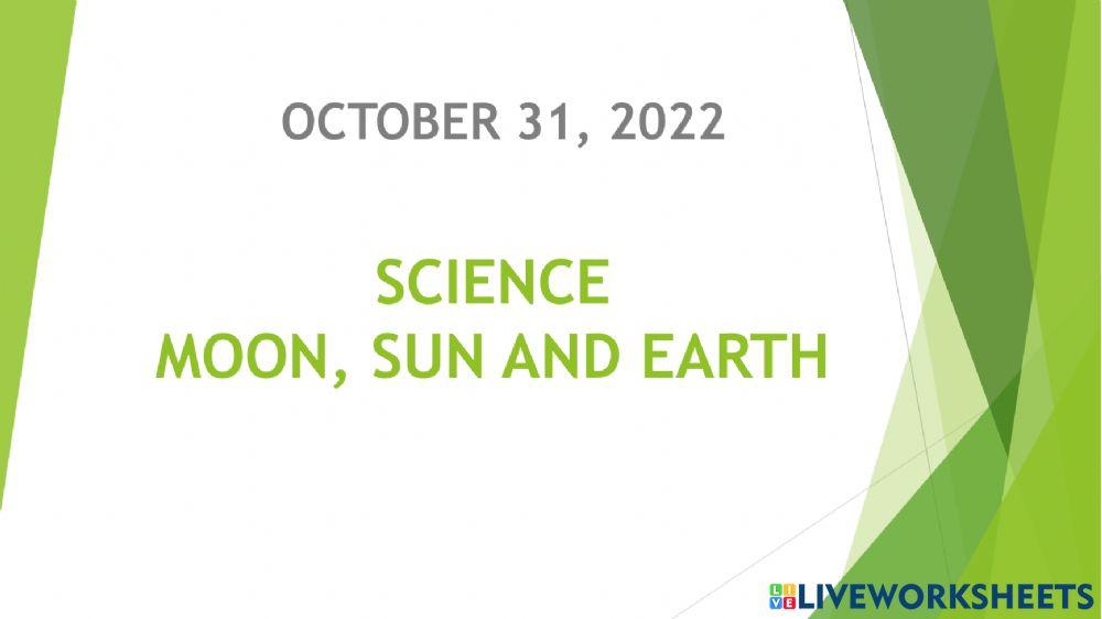 The Moon The Sun and The Earth worksheet | Live Worksheets