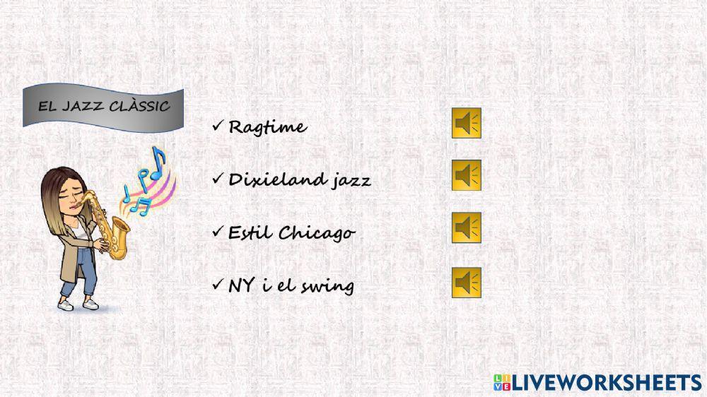 El jazz clàssic worksheet | Live Worksheets