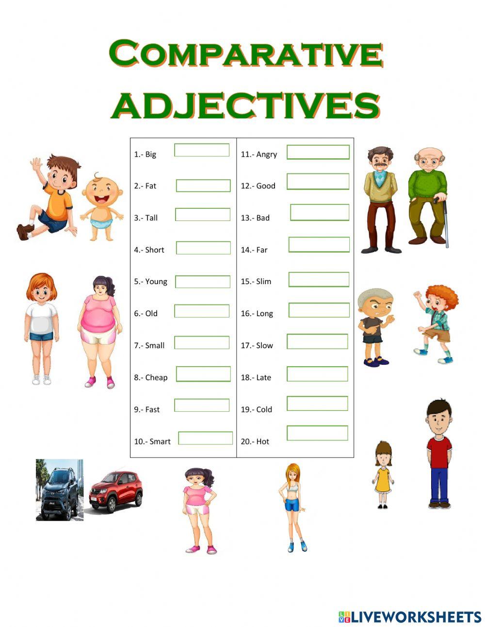 Comparative Adjectives online exercise for Grade 4 | Live Worksheets
