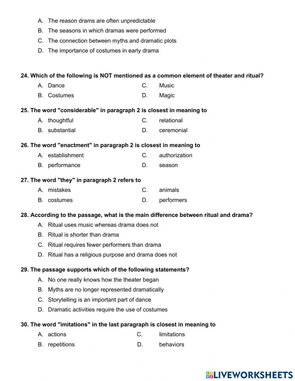 READING-TEST 1-P3 online exercise for | Live Worksheets