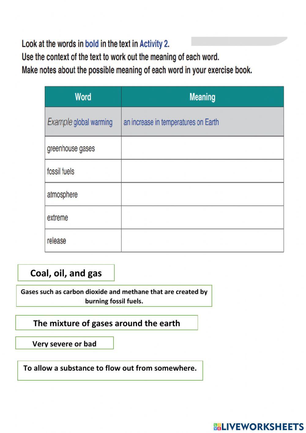 climate change online exercise for | Live Worksheets