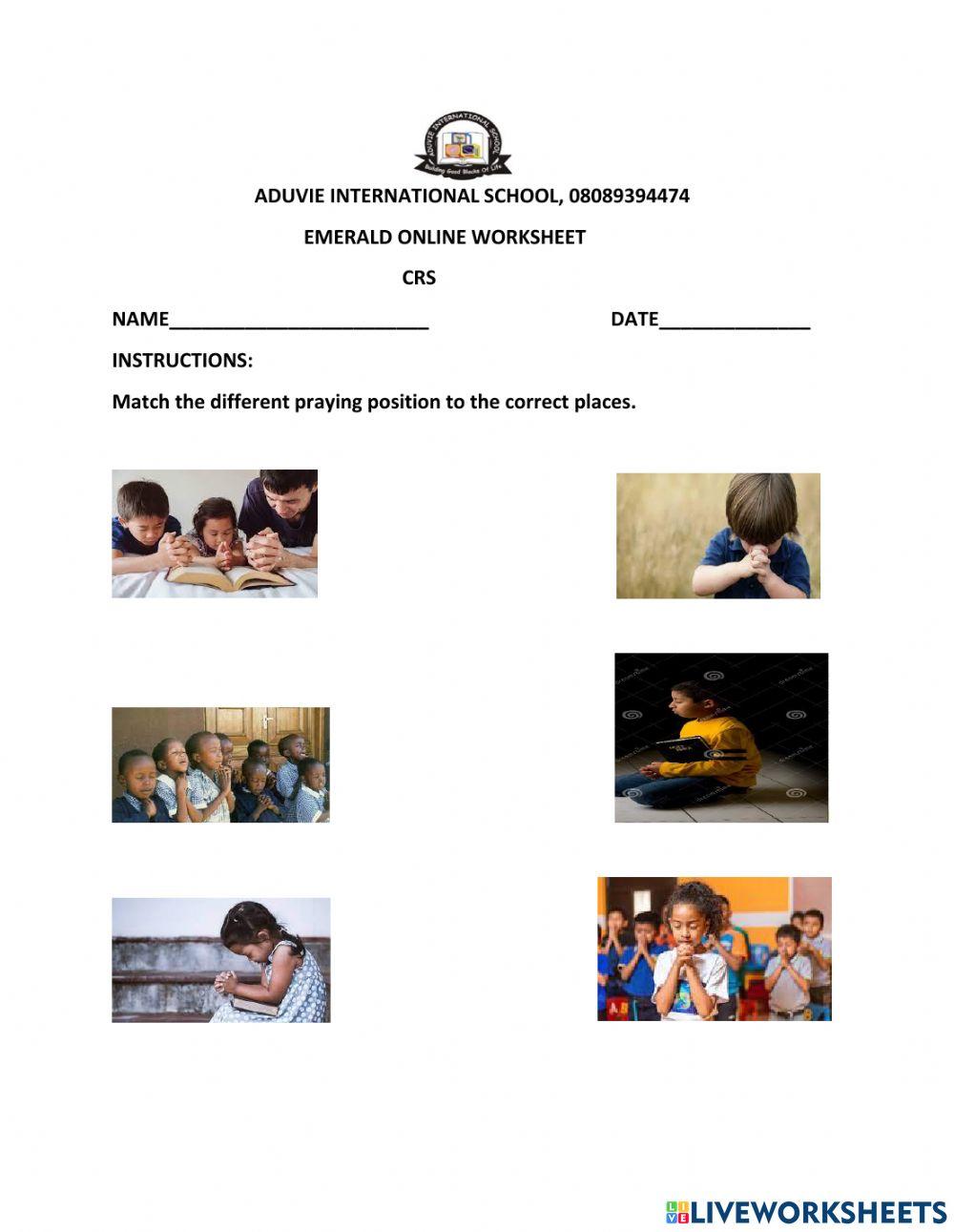 worksheet on prayer online exercise for | Live Worksheets