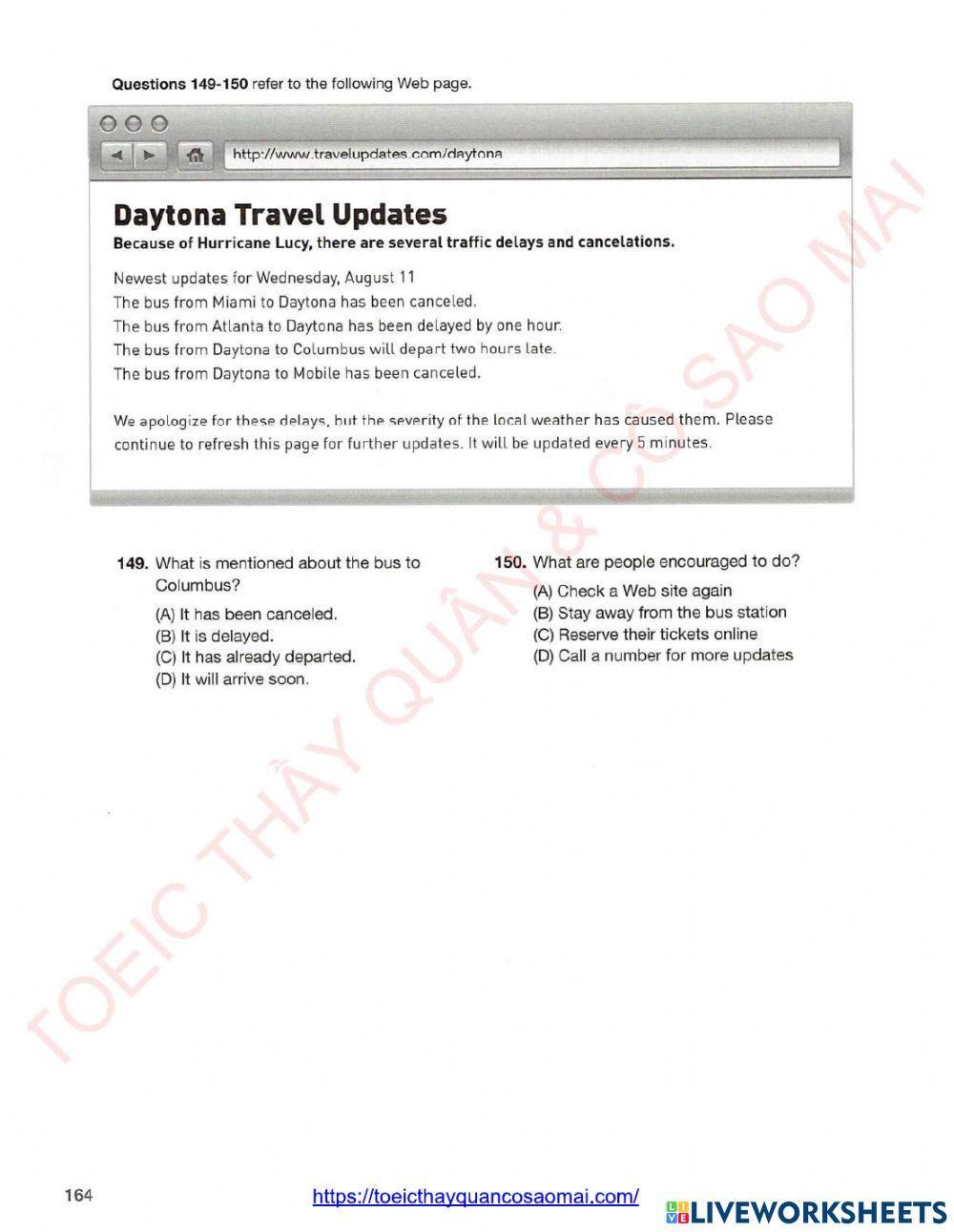 TOEIC Part 7 | Free Interactive Worksheets | 2202057