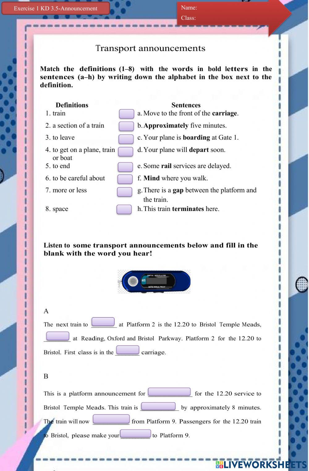 Exercise 1 KD 3.5-Announcement 2202066 | Agustin