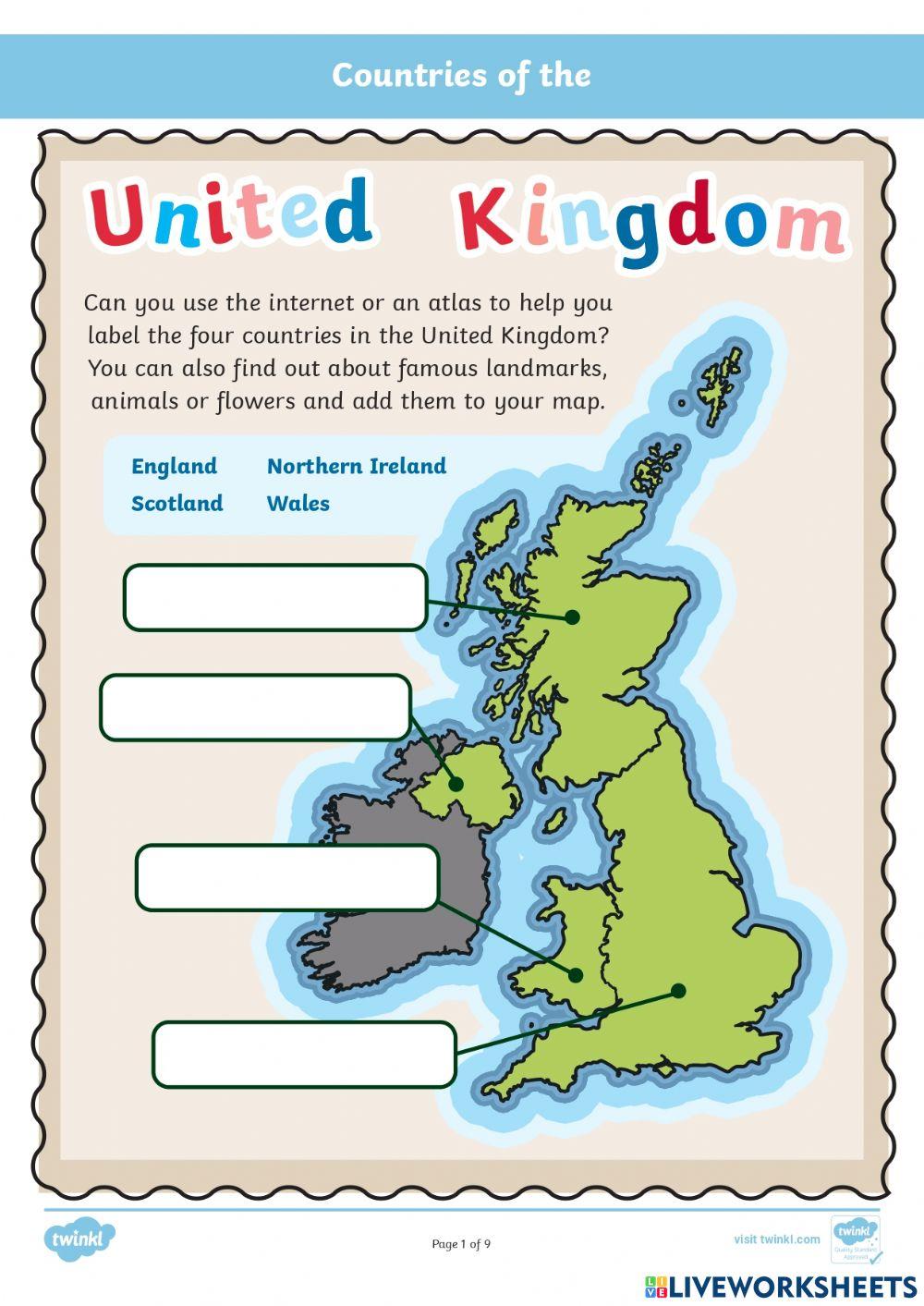 UK COUNTRIES online exercise for | Live Worksheets