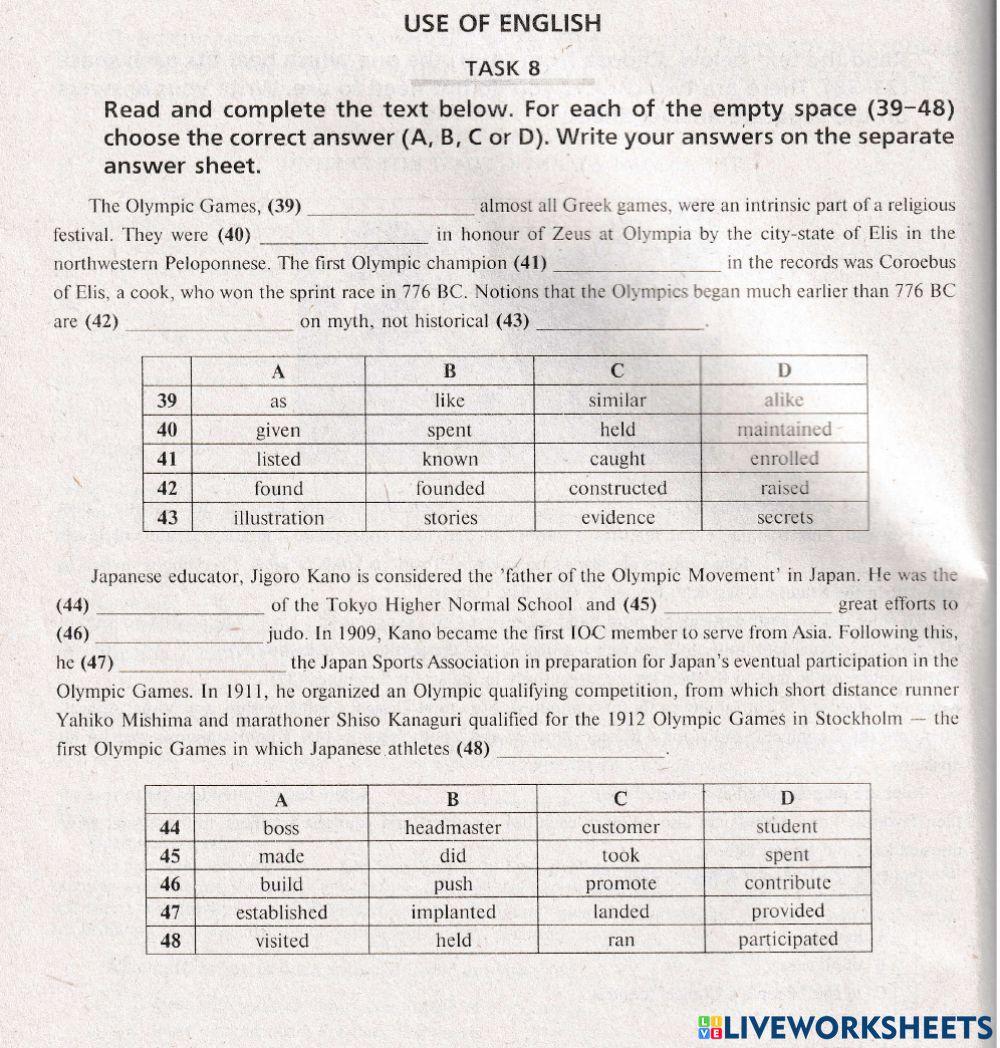Use of English Extra 1-10 worksheet | Live Worksheets