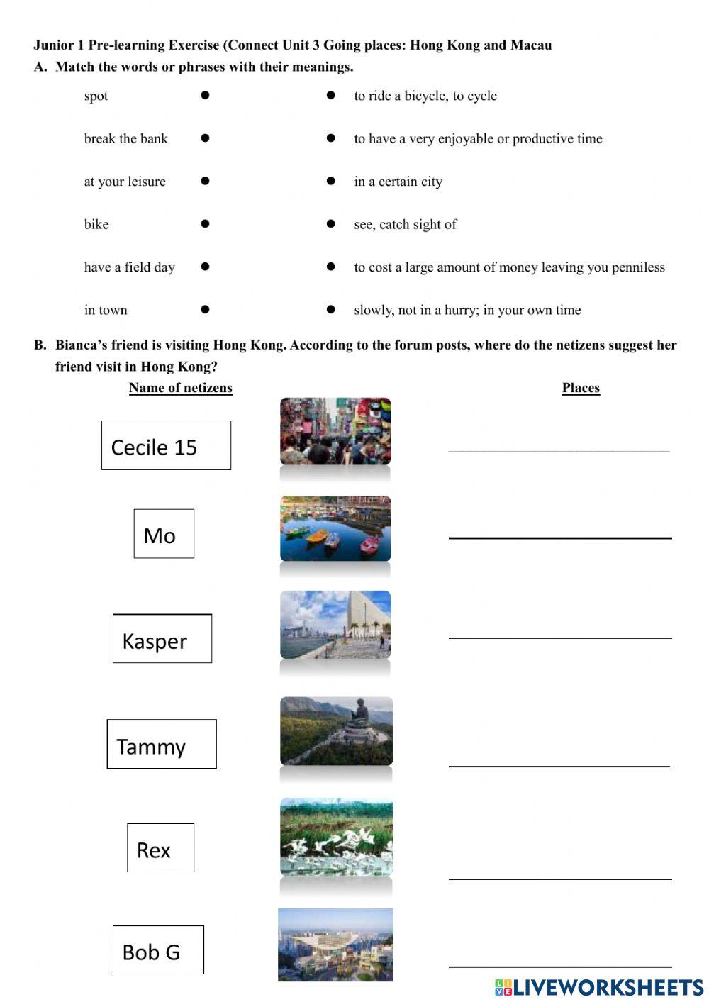 J1-U3-pre-learning worksheet | Live Worksheets
