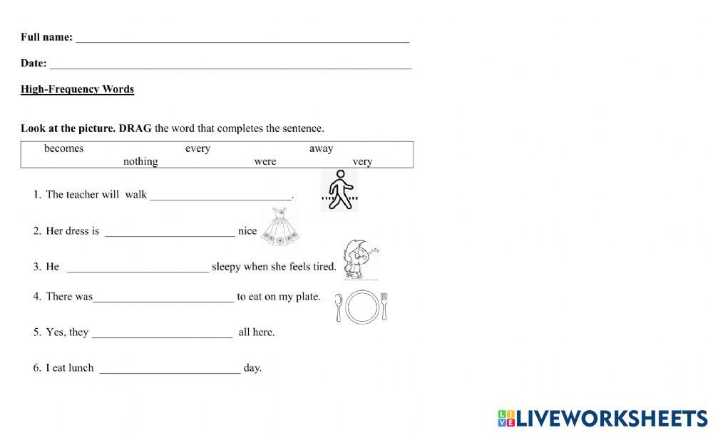 Reading HFW worksheet | Live Worksheets