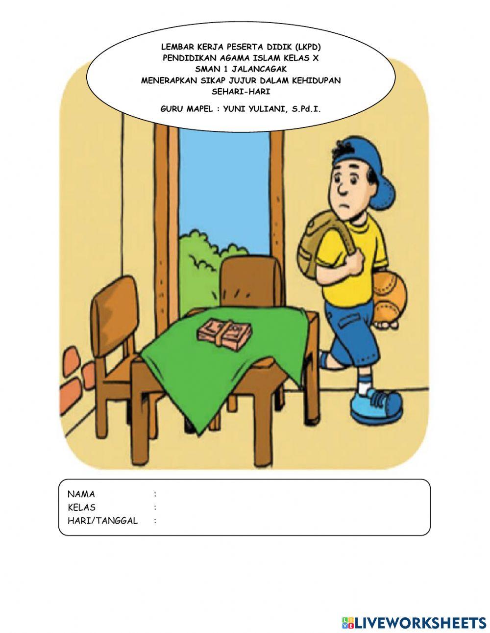 LKPD KEJUJURAN KELAS X-PAI online exercise for | Live Worksheets