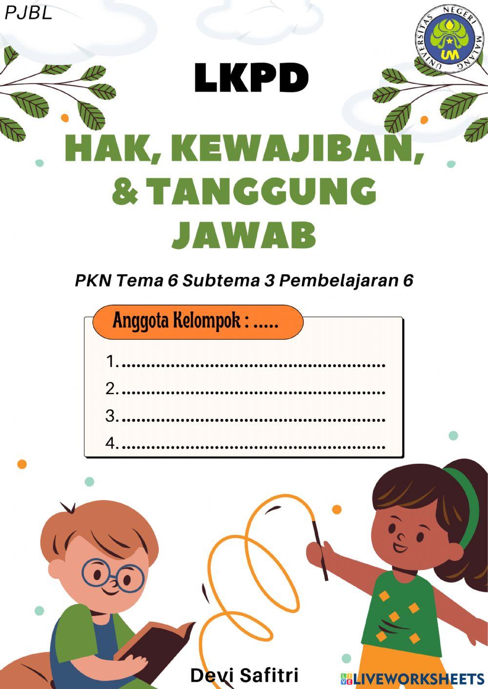 2203605 | LKPD PKN Kelas VI (Hak, Kewajiban, dan Tanggung