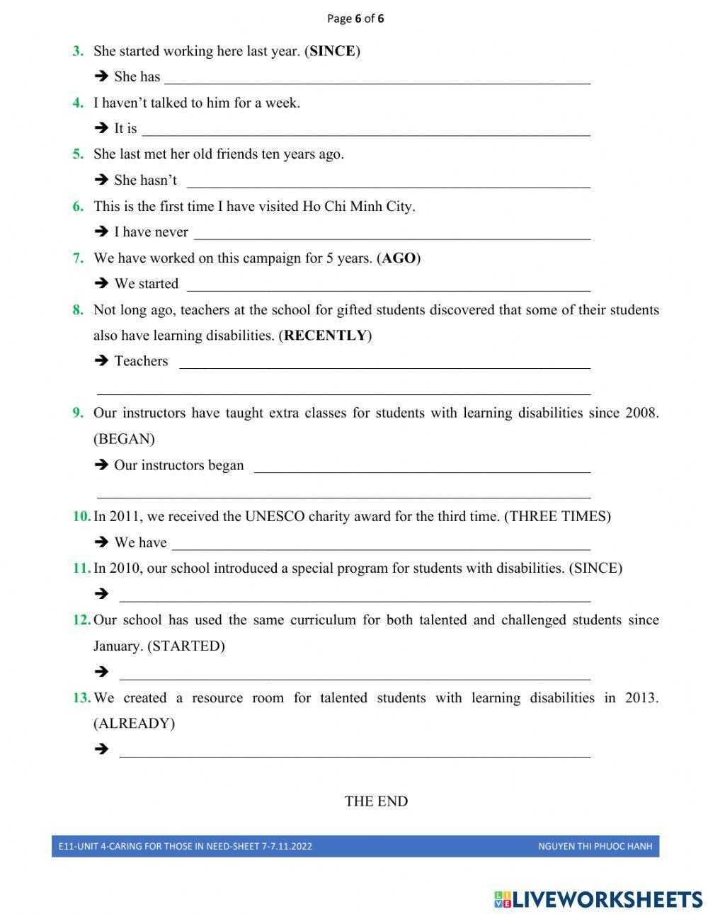 E11-unit 4- caring for those in need-sheet 7 worksheet | Live Worksheets