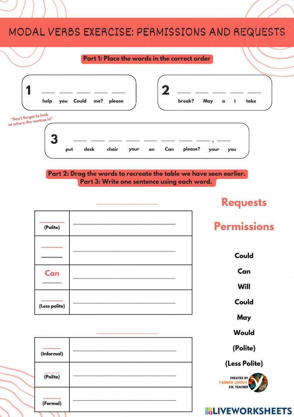 Modal Verbs: Re… | Free Interactive Worksheets | 2203668