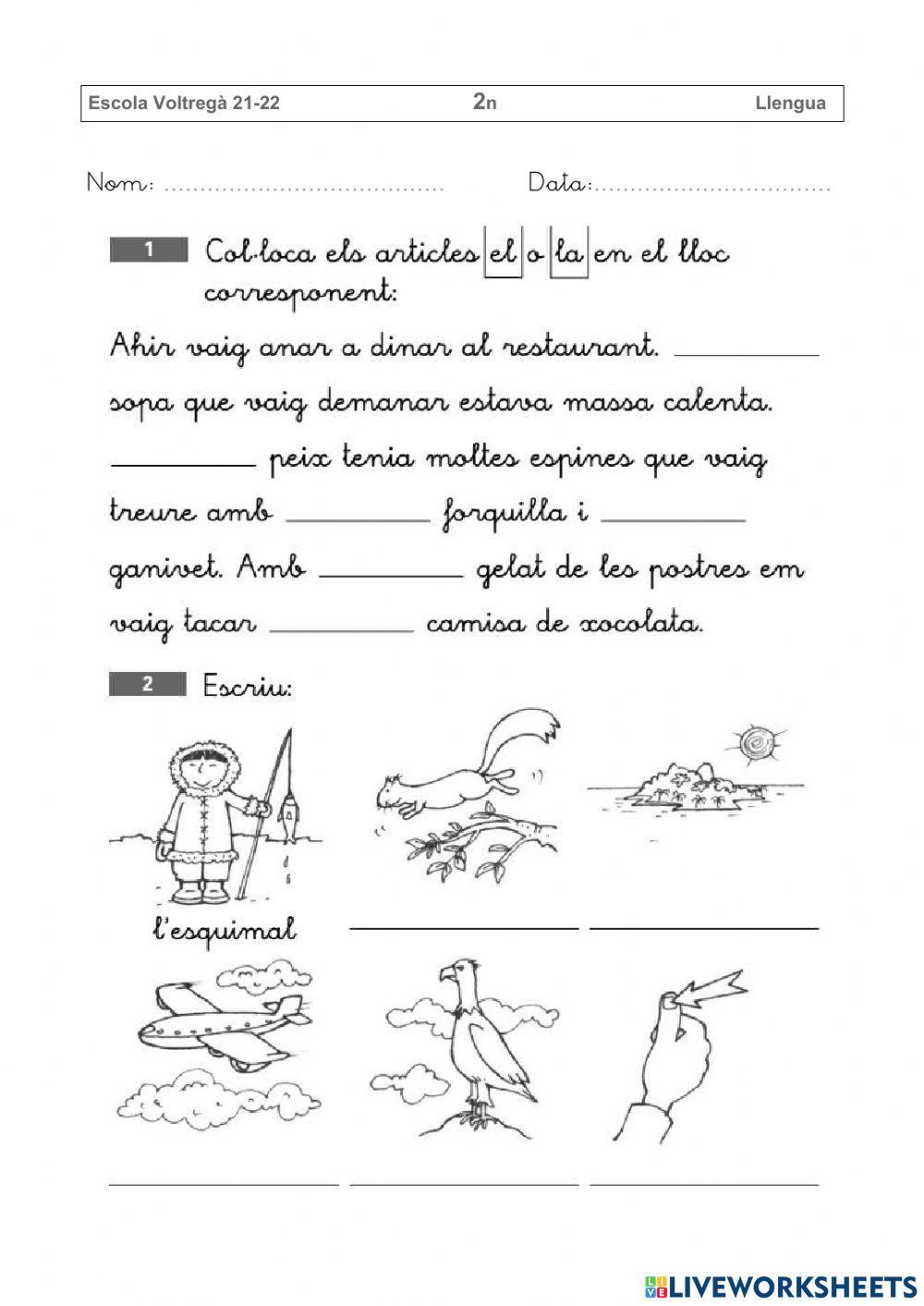 Els atricles worksheet | Live Worksheets