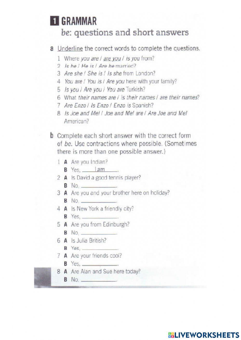 A2 English as a Second Language (ESL) exercise | Live Worksheets