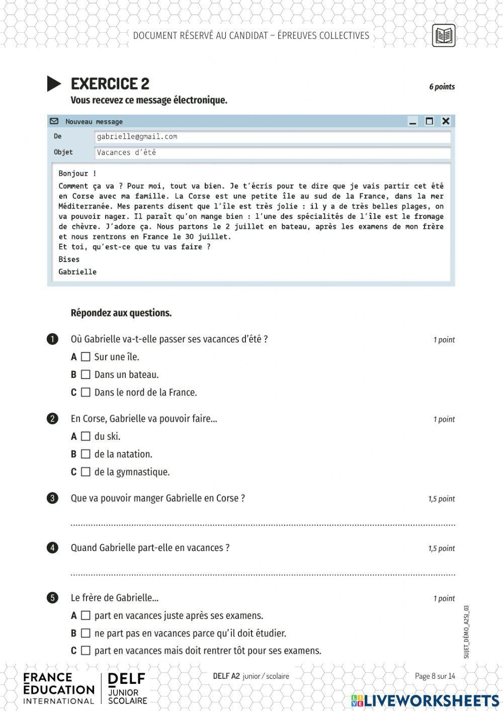 Delf A2 Junior Scolaire Worksheet Live Worksheets, 50% OFF Delf A2 Junior Scolaire Worksheet Live Worksheets, 50% OFF