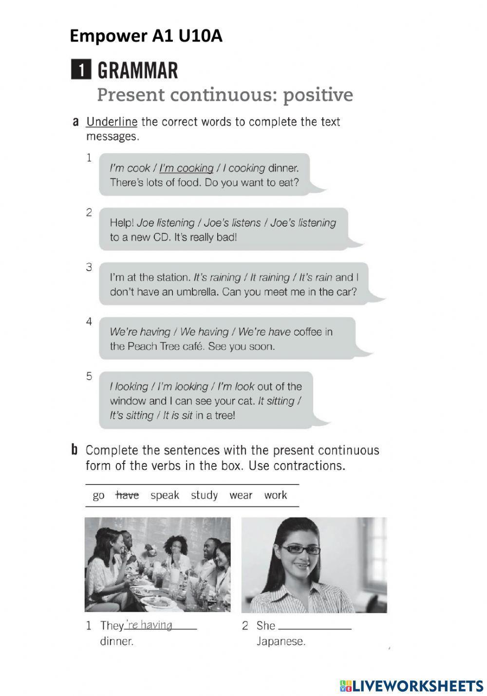 Empower A1 U10A worksheet | Live Worksheets