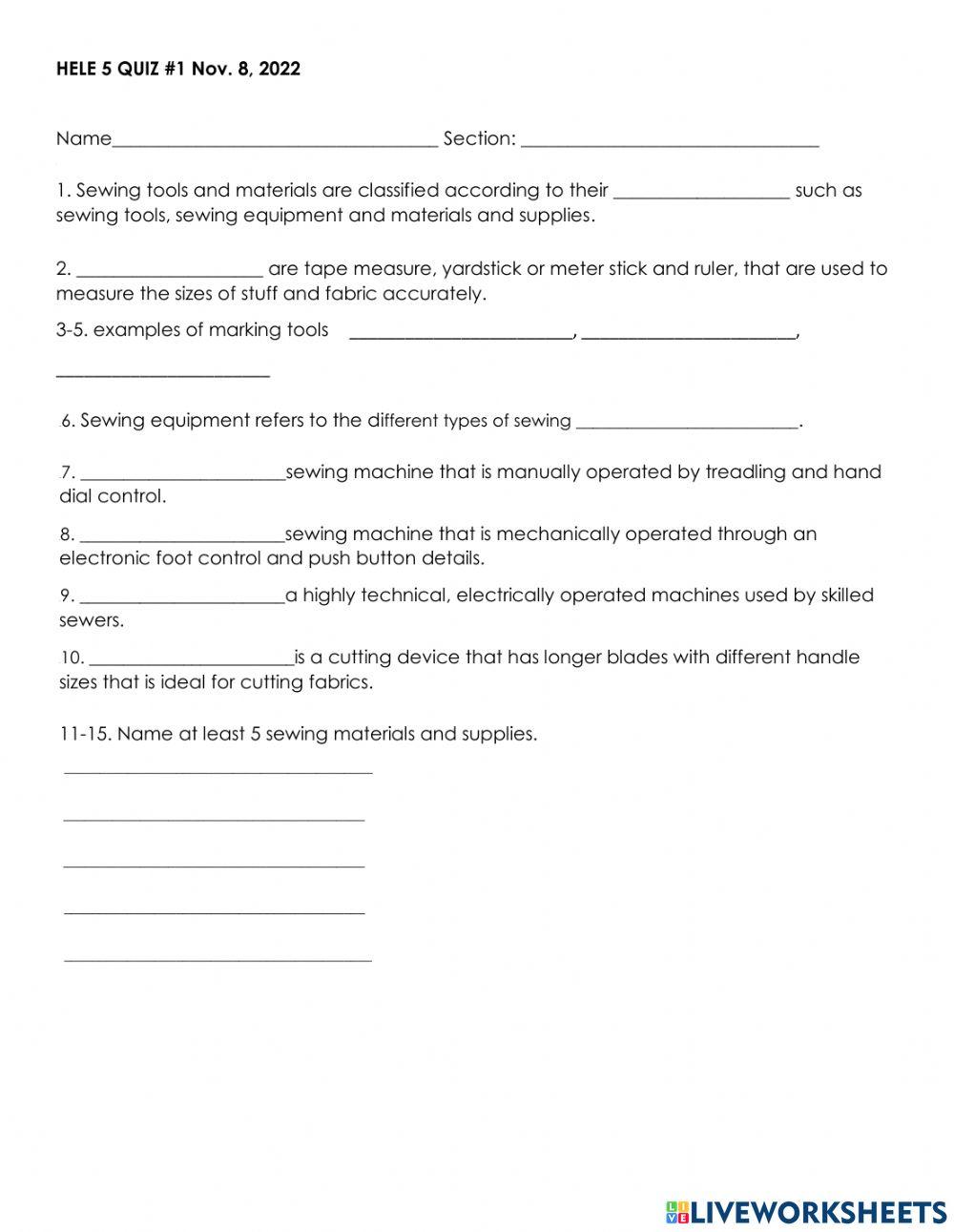 6912186 | HELE 5 - 2nd Qtr Quiz 1 | Wheng Inocencio