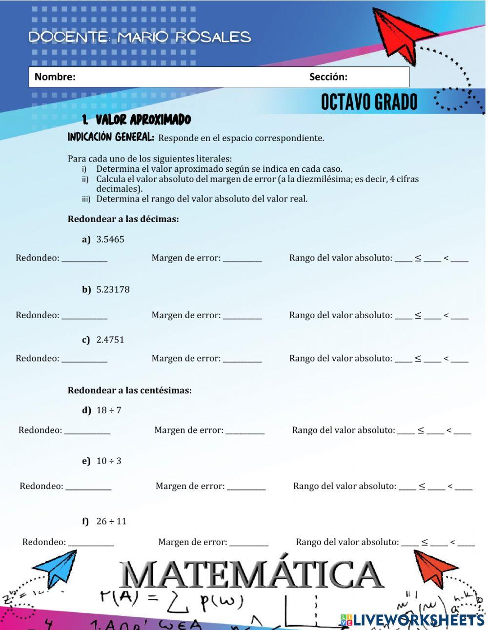 8°Grado.M5, L-7 2204437 | ESMATE_8923 | LiveWorksheets