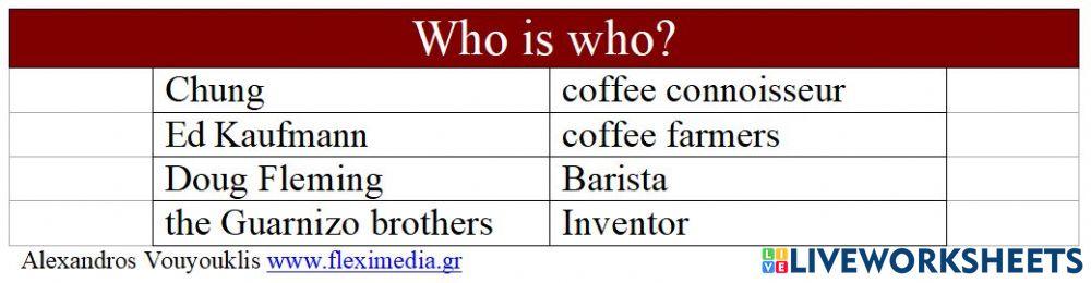 Morning coffee match people worksheet | Live Worksheets