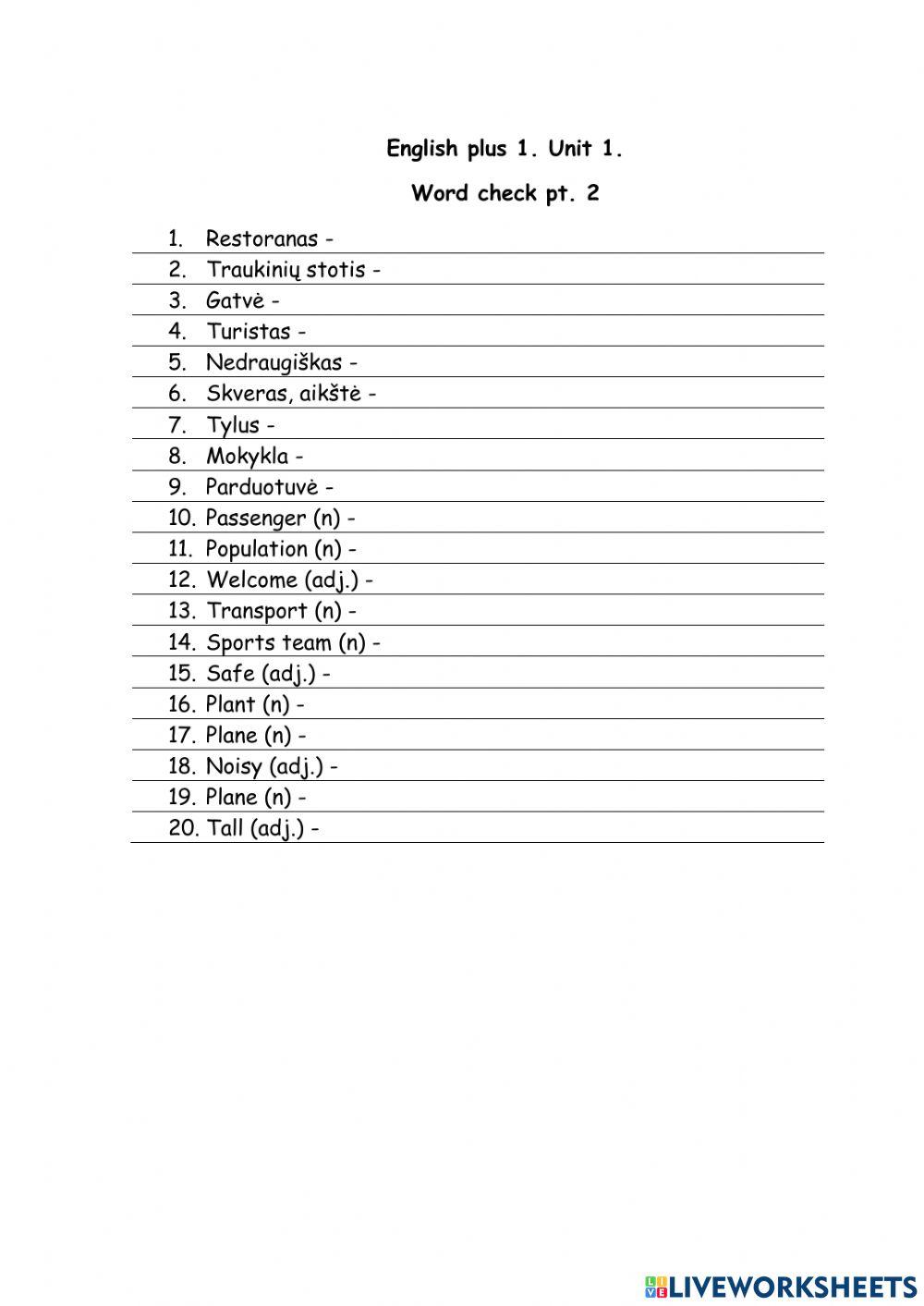 Word check interactive worksheet | Live Worksheets