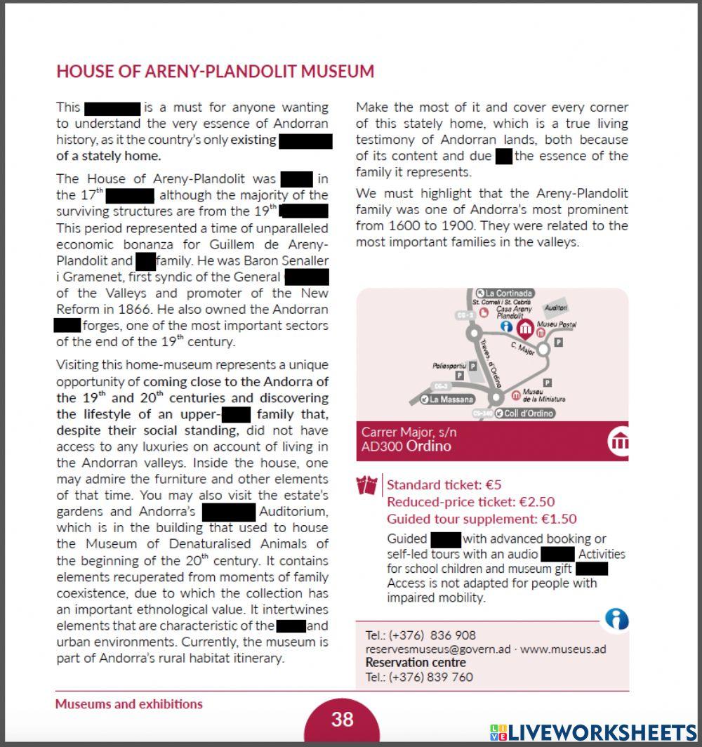 Museum description worksheet | Live Worksheets