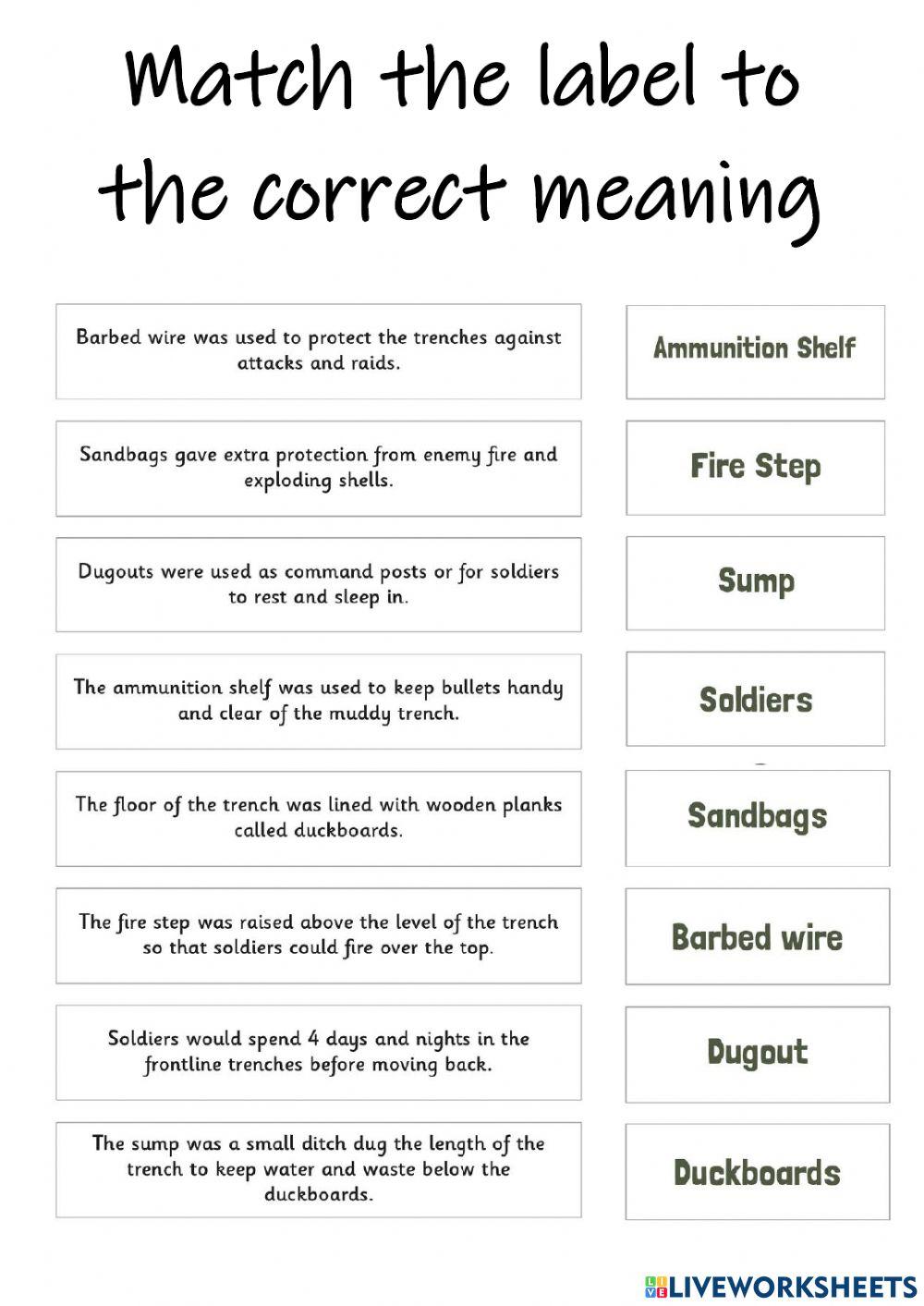 WW1 Trench Diag… | Free Interactive Worksheets | 5365978