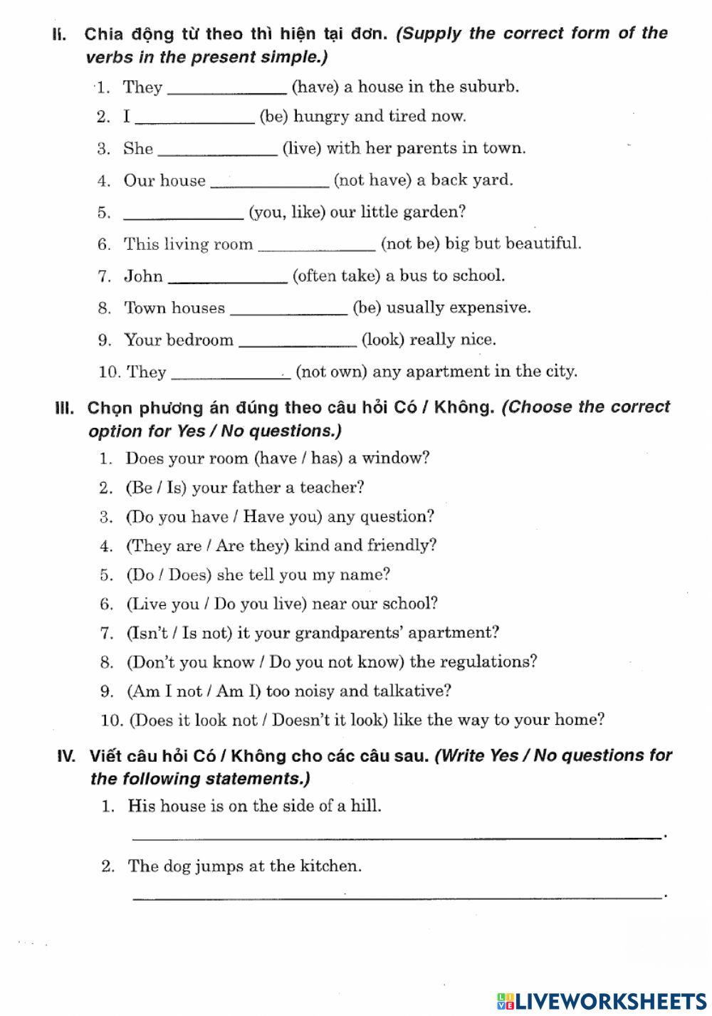 G8-ILSW-U1-Grammar worksheet | Live Worksheets