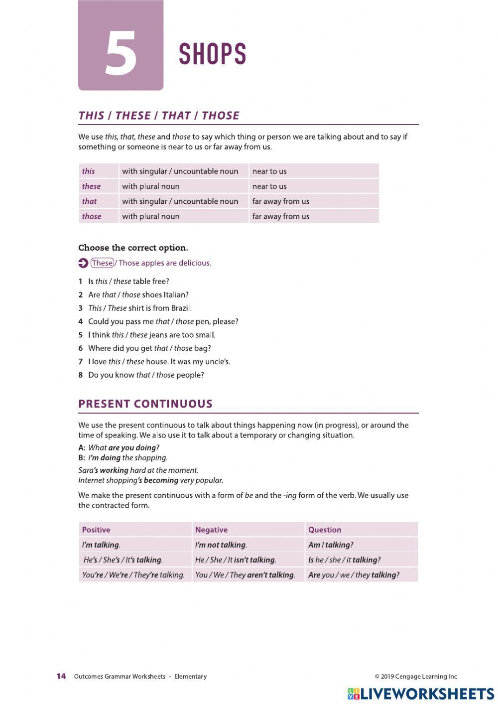 Outcomes Elementary Test 5 Unit 5 online exercise for | Live Worksheets