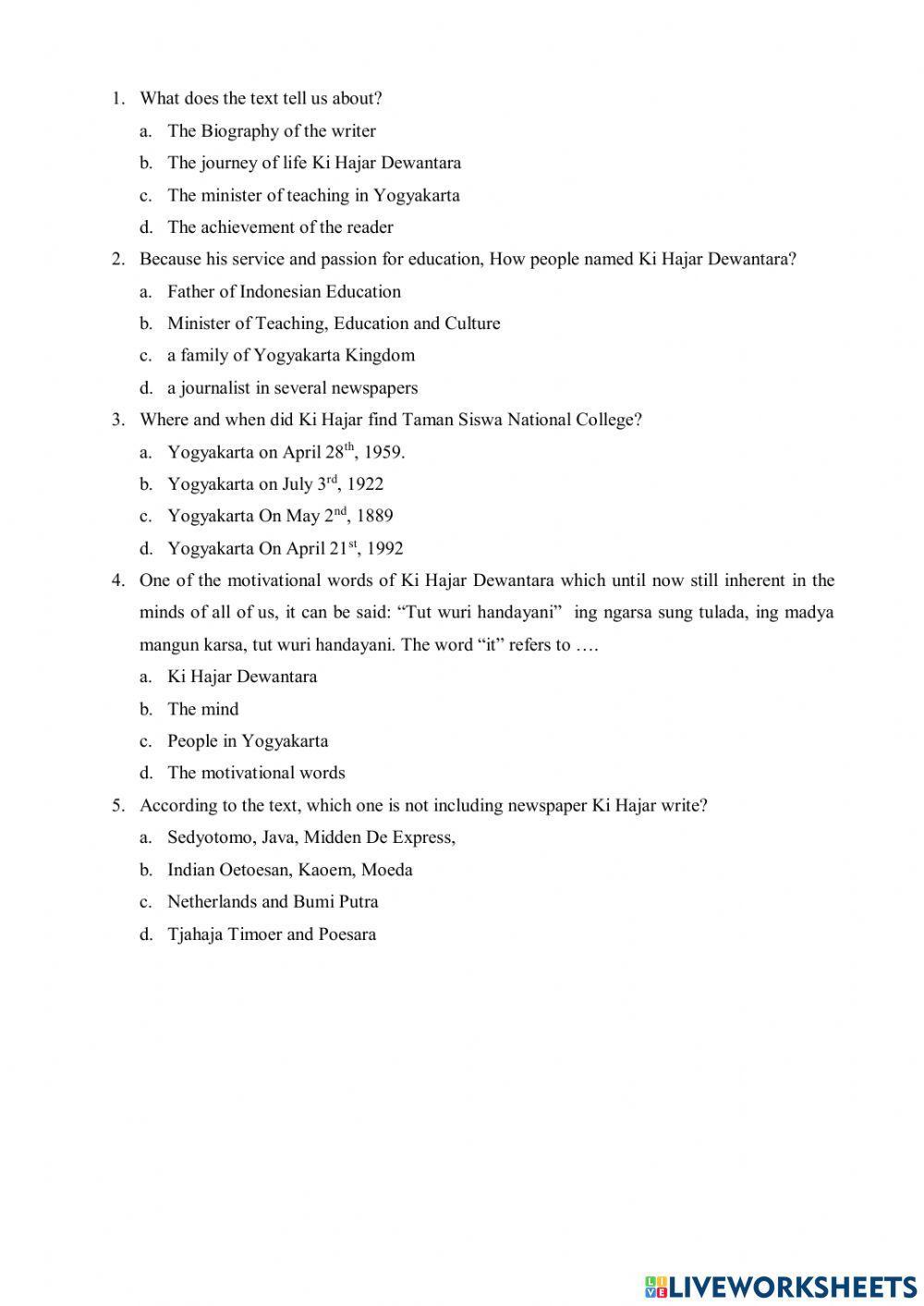 Exercise of Bio… | Free Interactive Worksheets | 2205189