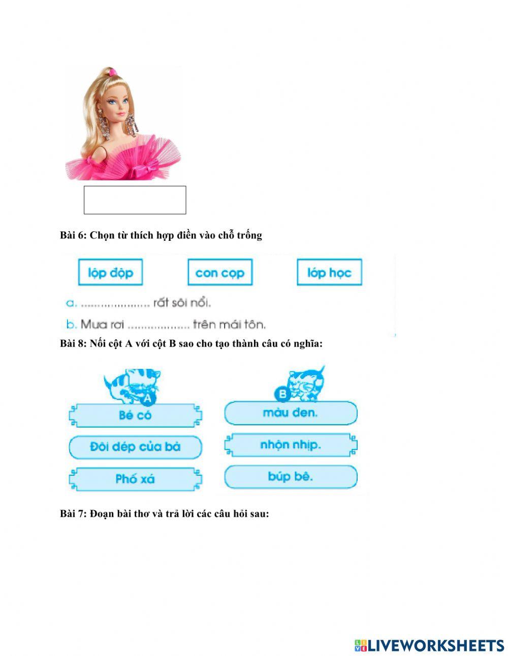 Pdf online exercise: Vietnamese | Live Worksheets