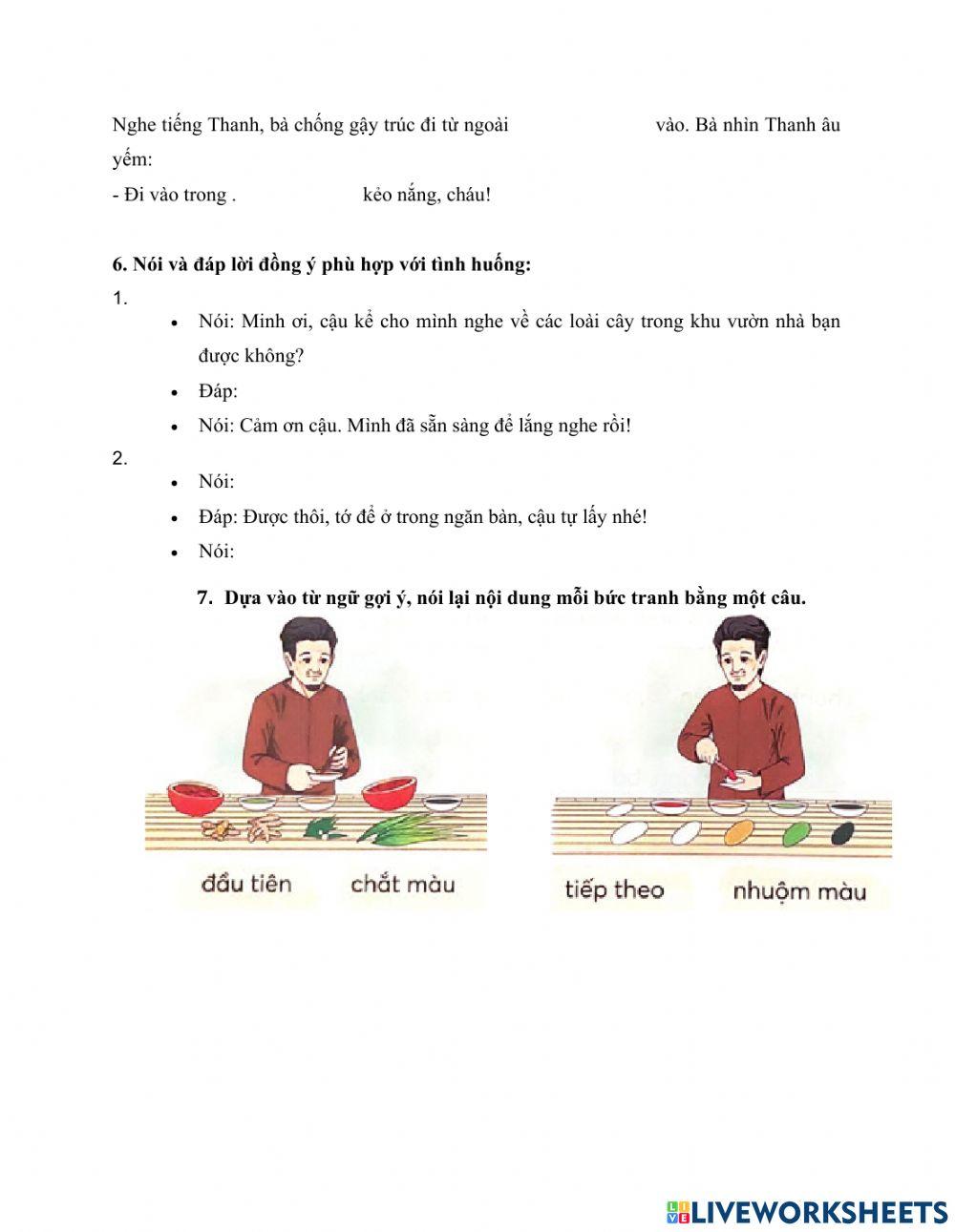Vietnamese online pdf worksheet for 2 | Live Worksheets