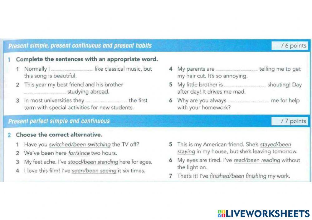 2205692 | Present Simple, Cont, Perfect, Perfect Cont