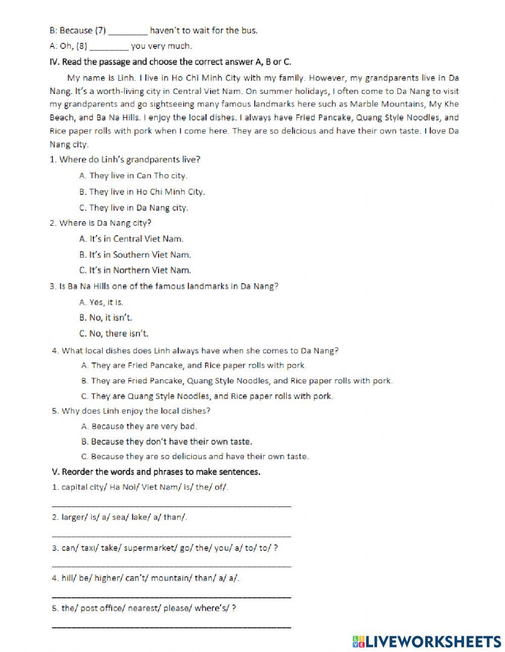 G6-review u4 test3 worksheet | Live Worksheets G6-review u4 test3 worksheet | Live Worksheets