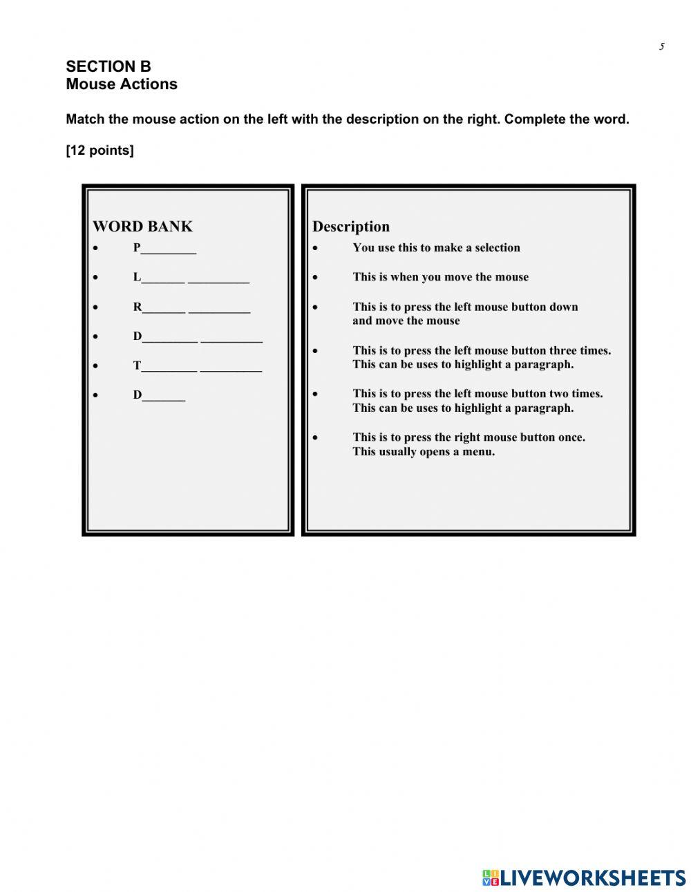 Software, Mouse… | Free Interactive Worksheets | 2205853