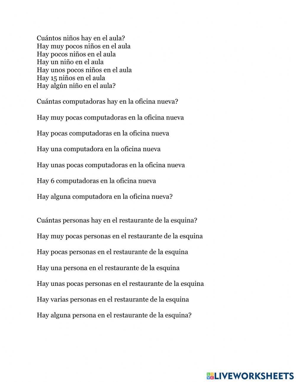 14 How Many - Present Tense worksheet | Live Worksheets