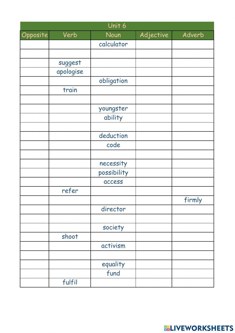 Learning Goals! online activity | Live Worksheets