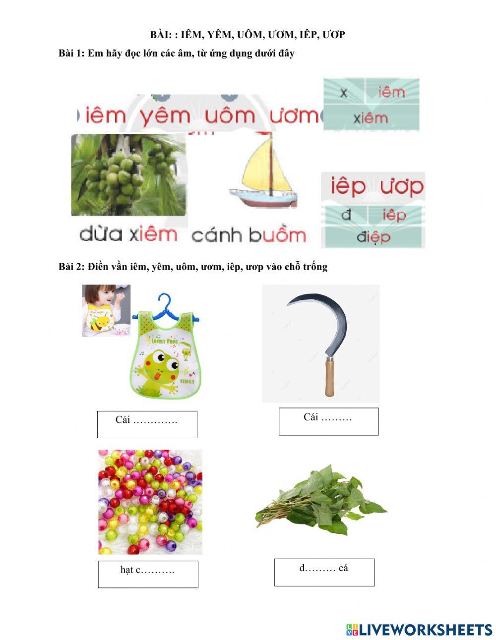 Vietnamese interactive exercise for 1 | Live Worksheets