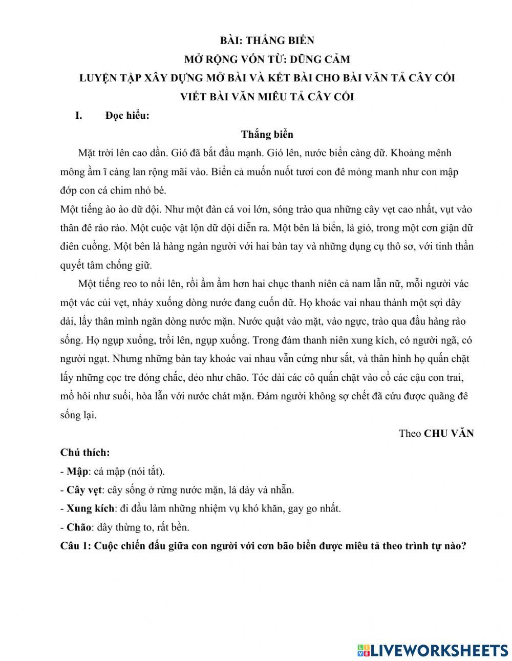 Vietnamese activity for 4 | Live Worksheets