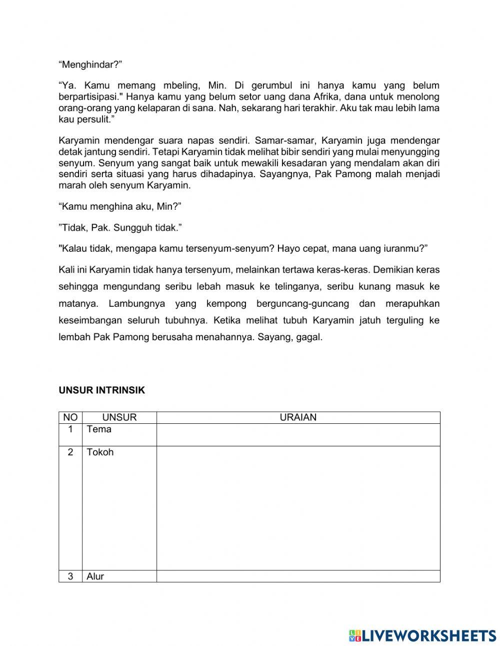 Lkpd teks cerpen worksheet | Live Worksheets