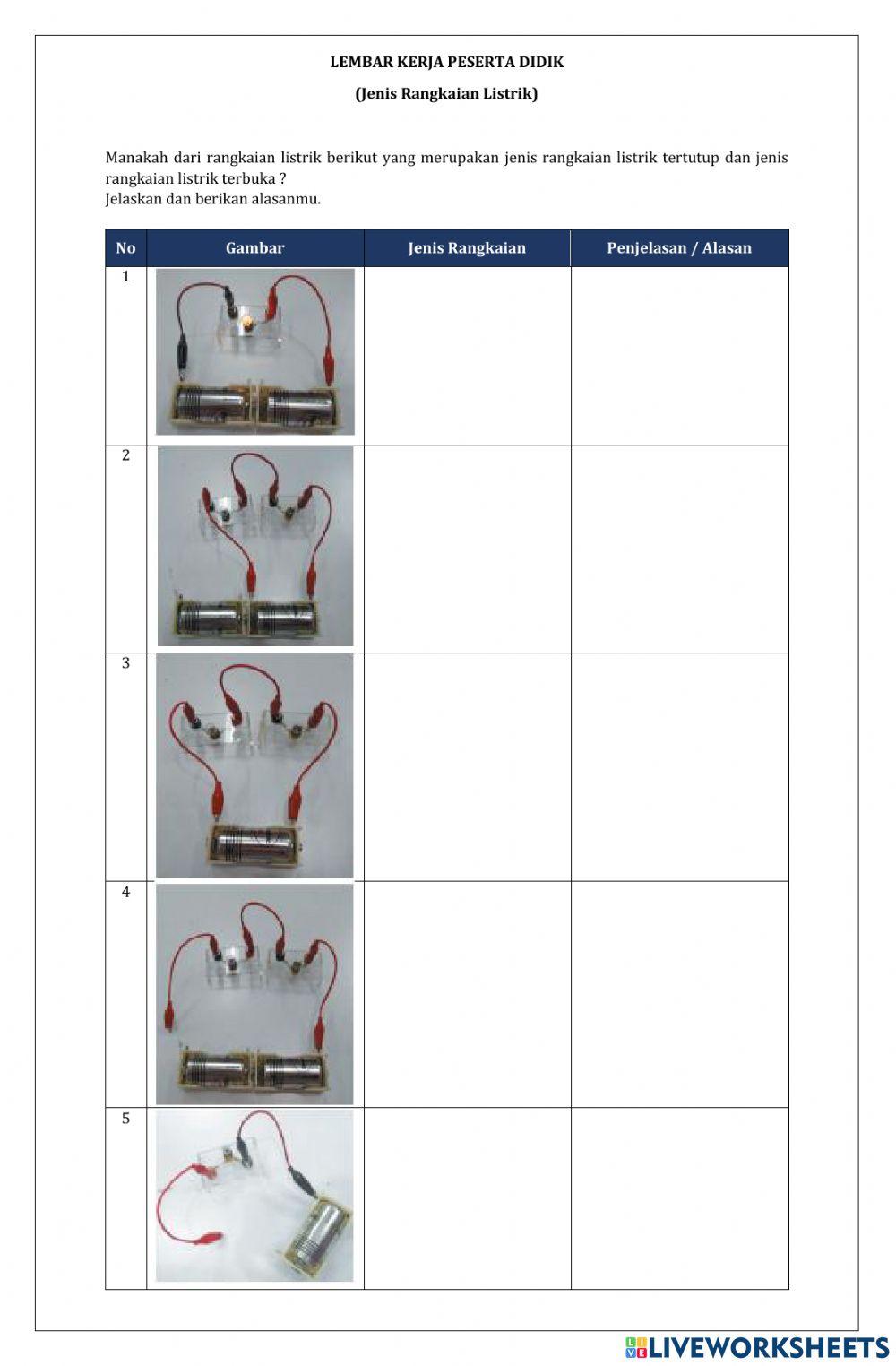 Jenis Rangkaian Listrik exercise | Live Worksheets