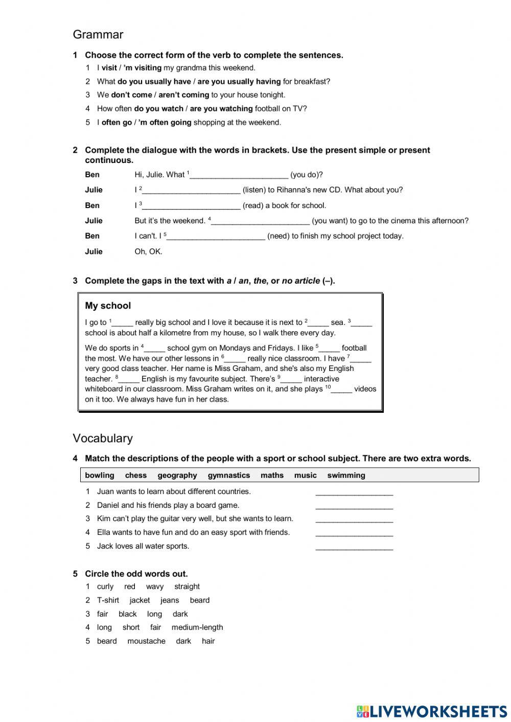 Solutions pre-int introduction worksheet | Live Worksheets