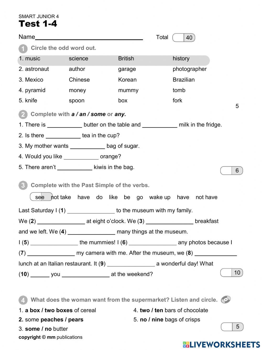 Smart junior 4 | Free Interactive Worksheets | 2885531