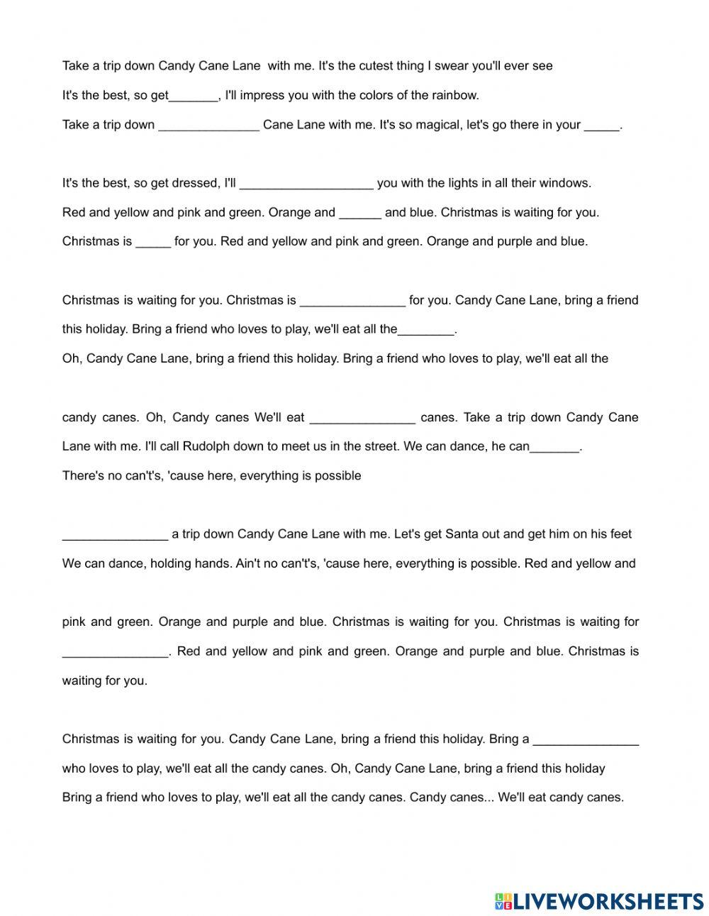 Candy Cane Lane online exercise for | Live Worksheets