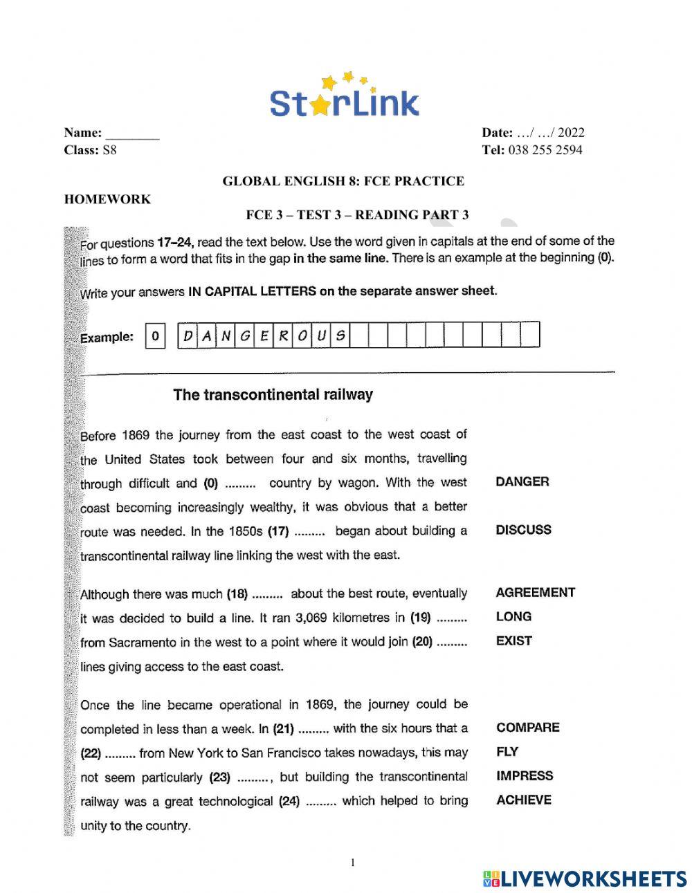 Viet teacher-S8-Week 18-FCE Practice worksheet | Live Worksheets