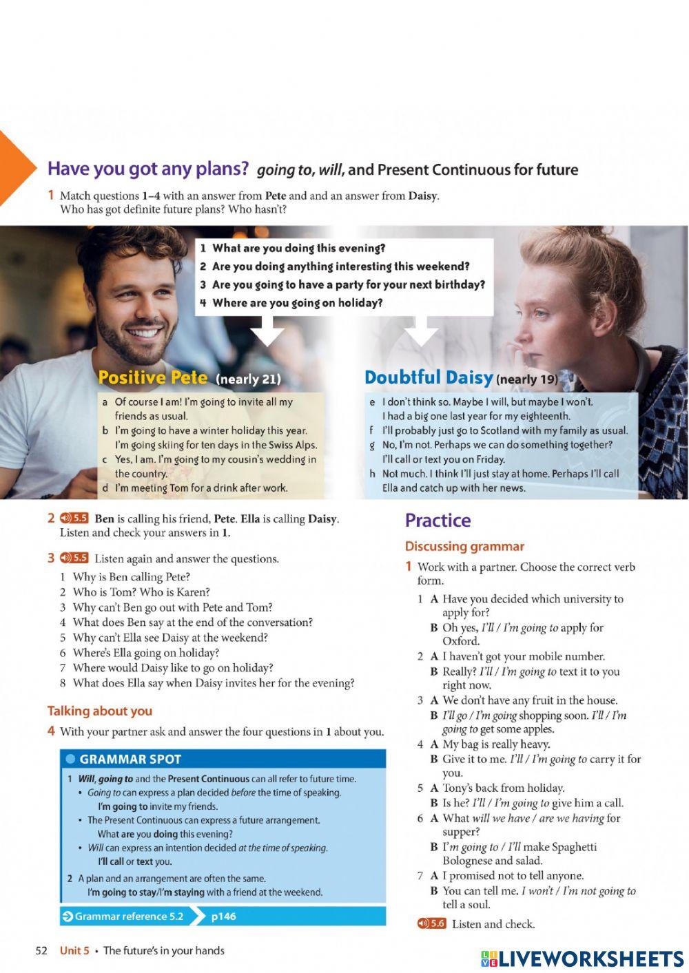 Headway Pre-intermediate verb patterns, future online exercise for | Live Worksheets